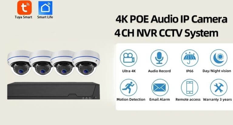 8MP 5MP POE PZT Dome Outdoor 4CH 8CH NVR DVR Video Recorder H.265 ...